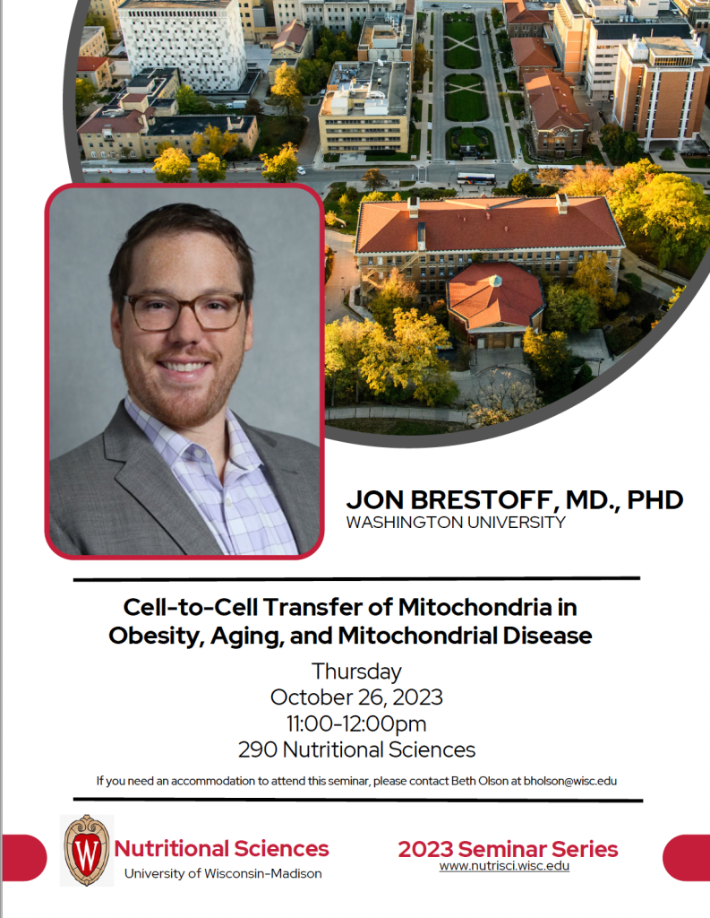 Fall 2023, Seminar Series – Jon Brestoff, MD., PhD – Nutritional Sciences